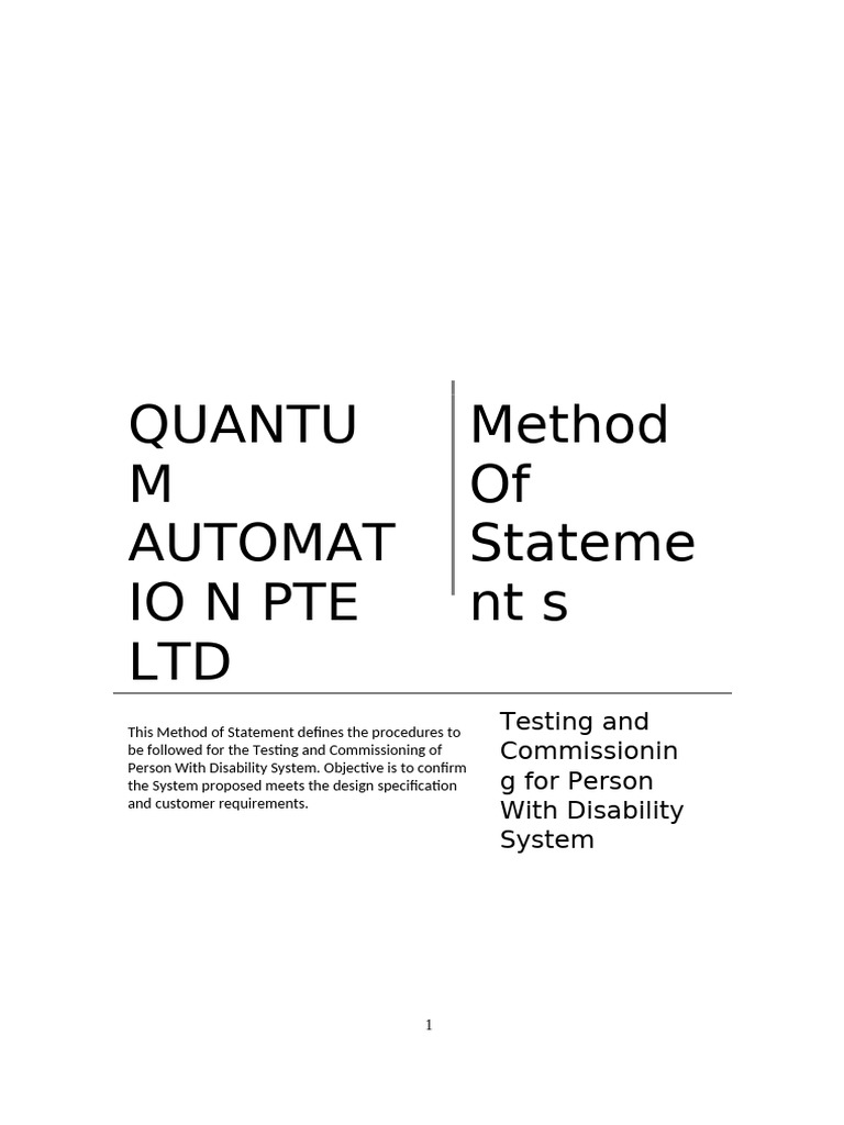 Method of Statement T&C for PWD | PDF