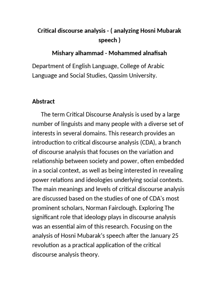 Critical Discourse Analysis Project 2 | PDF
