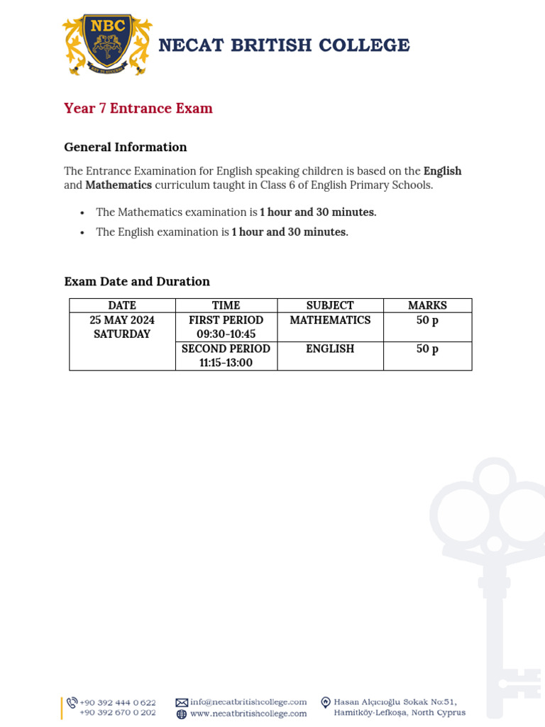Year 7 Entrance Exams British System | PDF | Multiplication | Numbers