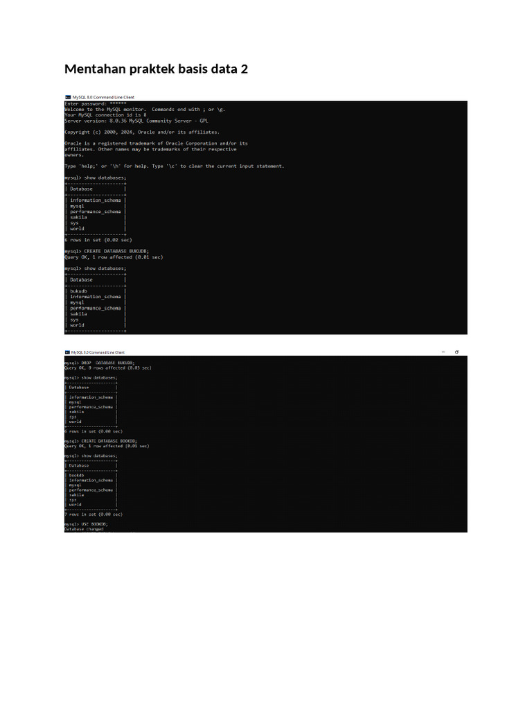 Mentahan Praktek Basis Data 2 | PDF