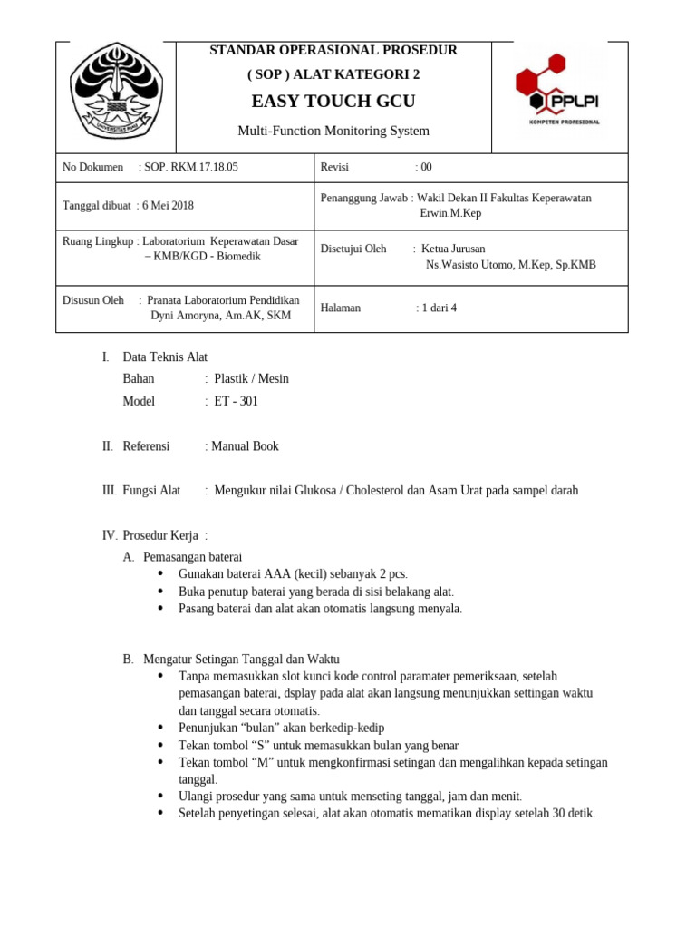 Sop Glucometer Gcu | PDF