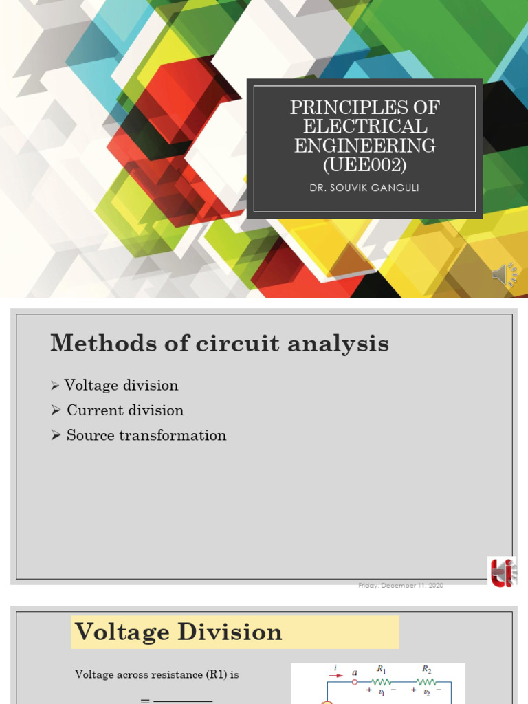 Principles of Electrical Engineering (UEE002) : Dr. Souvik Ganguli | PDF