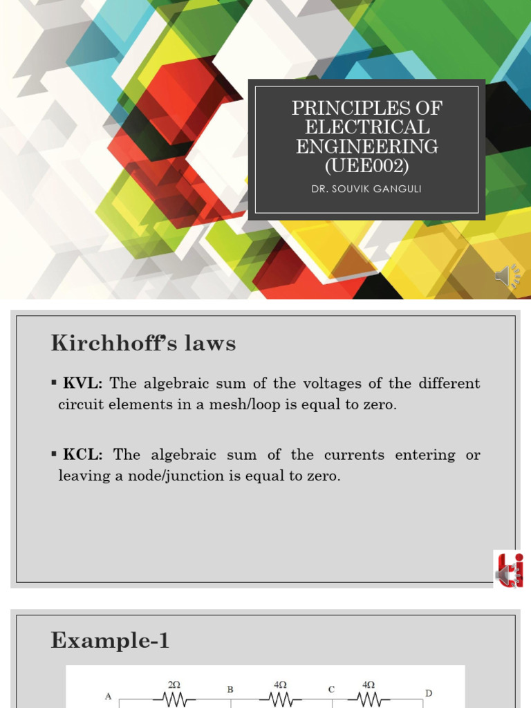 Principles of Electrical Engineering (UEE002) : Dr. Souvik Ganguli | PDF