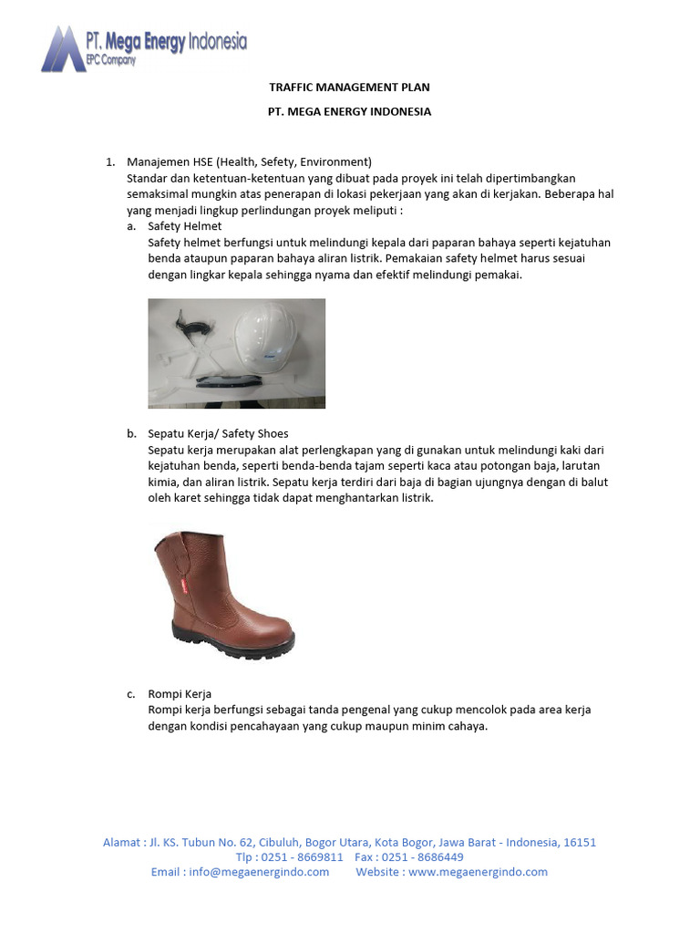 Traffic Management Plant Pt. Mega Energy Indonesia | PDF