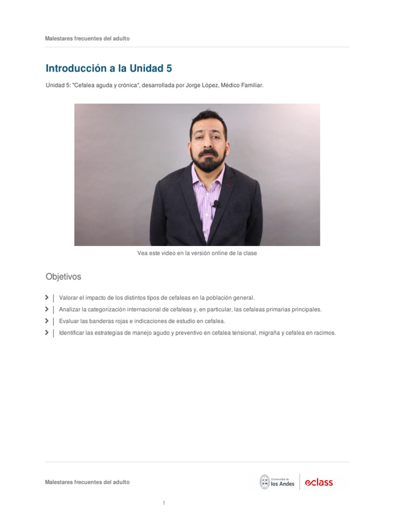 Cefalea Aguda y Crónica, Dr. Jorge López | PDF