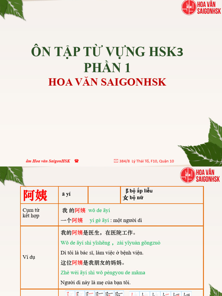 Từ vựng HSK3- Phần 1 | PDF
