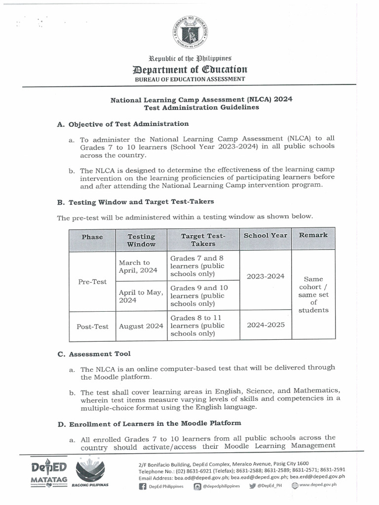 NLCA 2024 Test Administration Guidelines | PDF