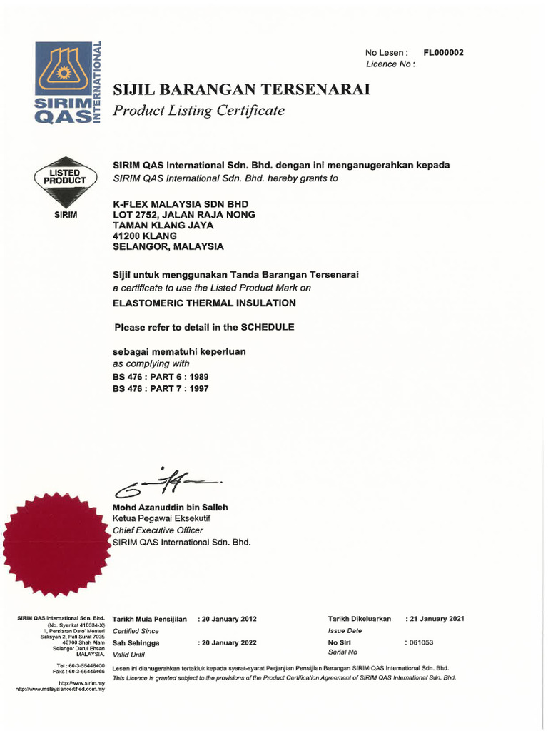 K Flex Ec Sirim 2021 | PDF