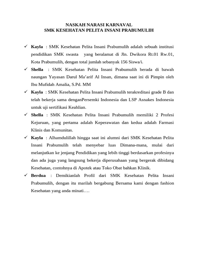 Naskah Narasi Karnaval | PDF