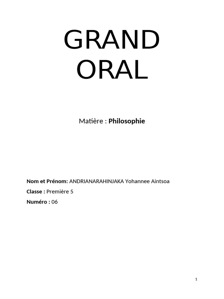 Grand Oral | PDF