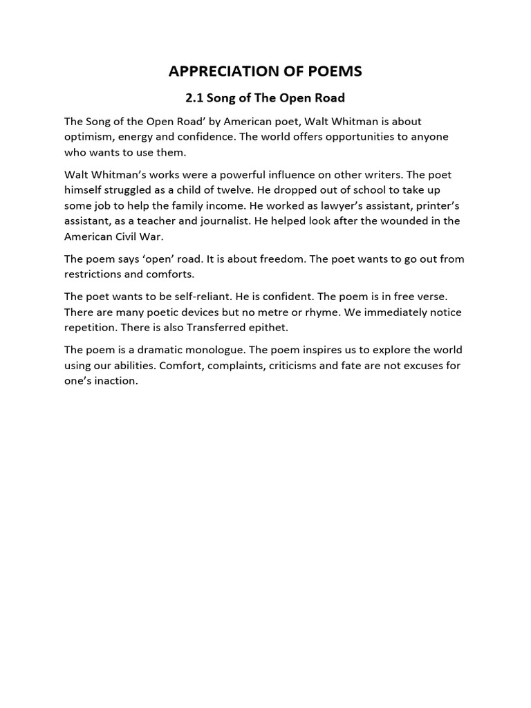 APPRECIATION OF POEMS (ENGLISH) Edited by Chintan Sakpal | PDF | Poetry