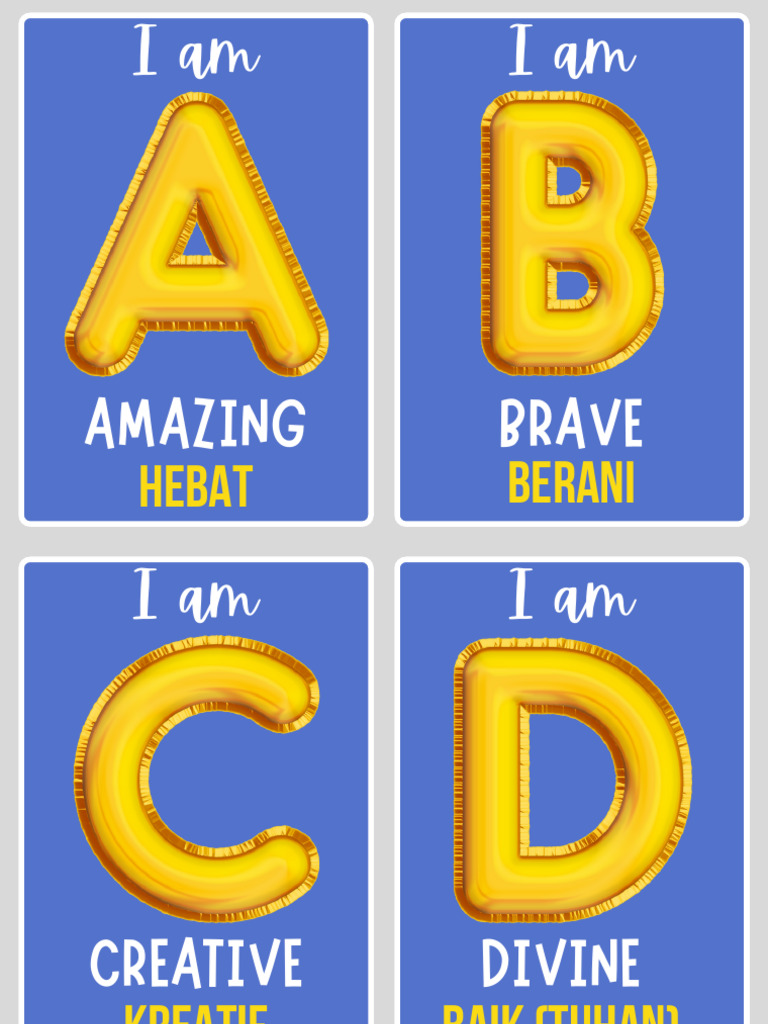 Gold Positive Affirmation Alphabet Flashcards | PDF