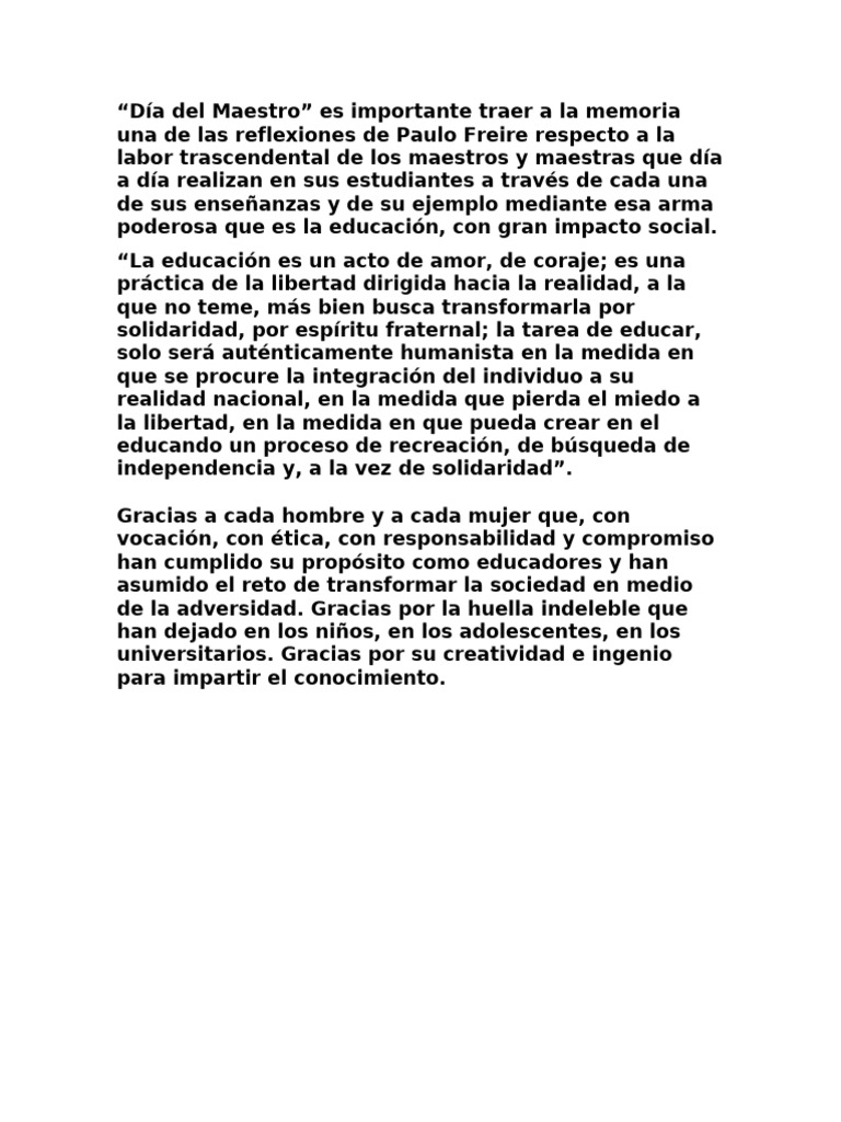 Reflexion Dia Del Maestro | PDF