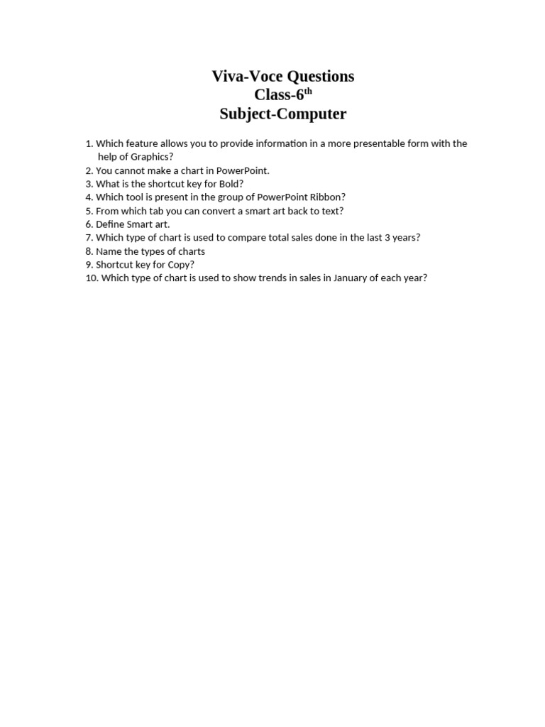 Viva Ques. of 6th | PDF