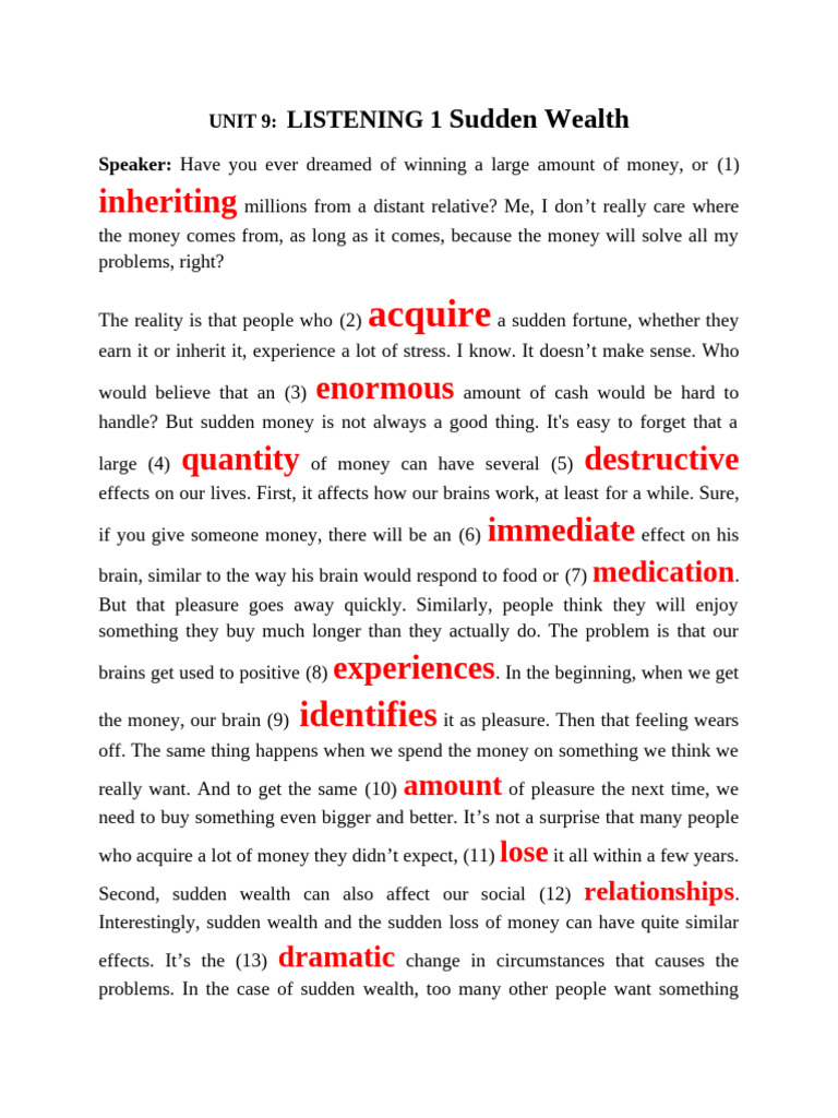 Unit 9 - Lis 1+2- Key | PDF