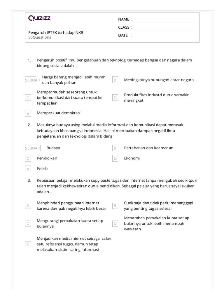 Soal Kuis PPKN 2023 Mipa | PDF