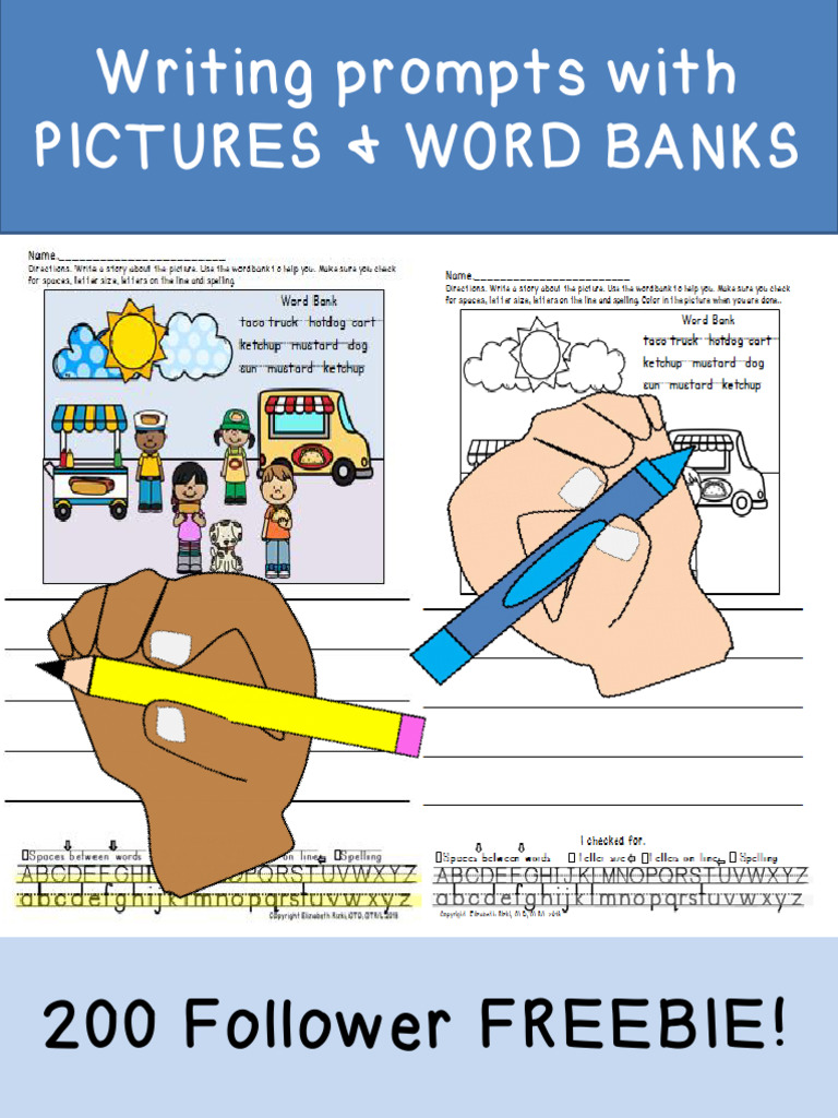 Writing Prompts With Pictures & Word Banks: 200 Follower FREEBIE! | PDF