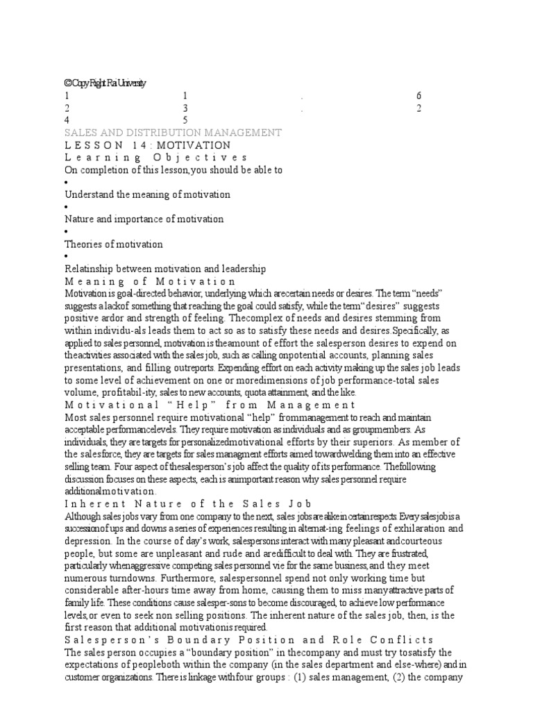 Lesson 14 Motivation | PDF | Motivation | Motivational