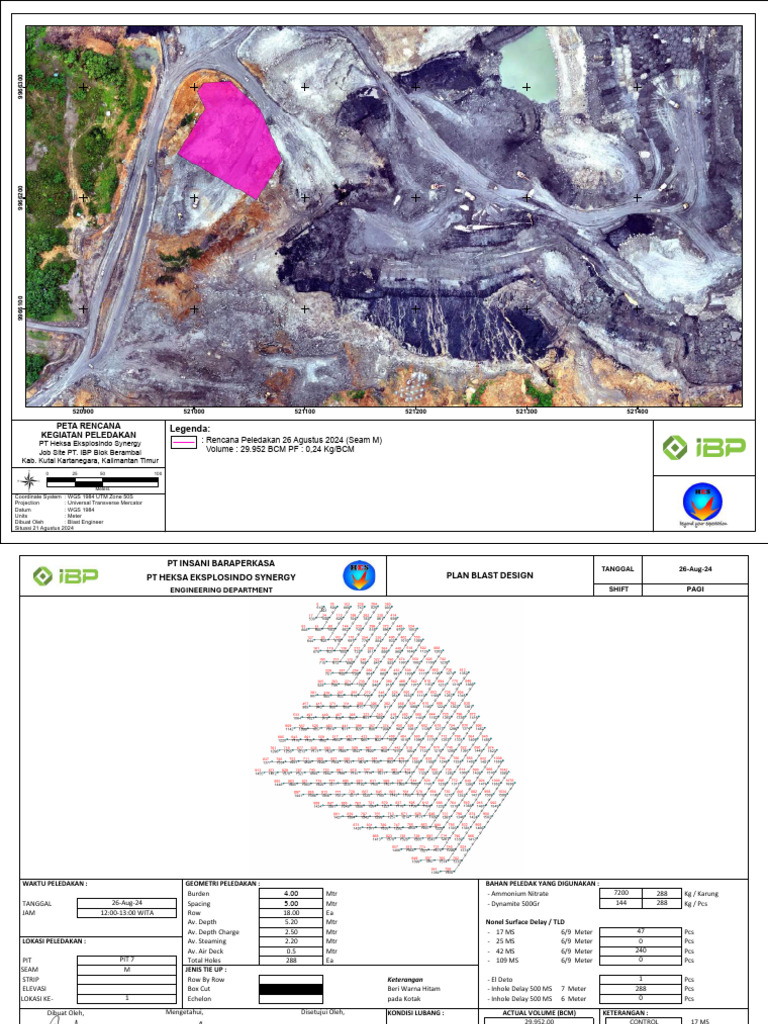 Plan Blast Design 26 Agustus 2024 | PDF