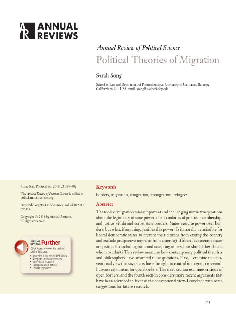 Political Theories of Migration | PDF