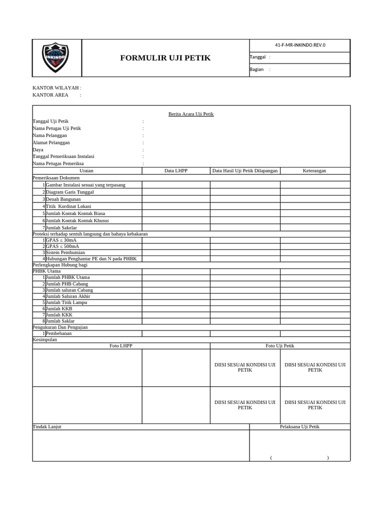 Formulir Uji Petik-Inkindo | PDF