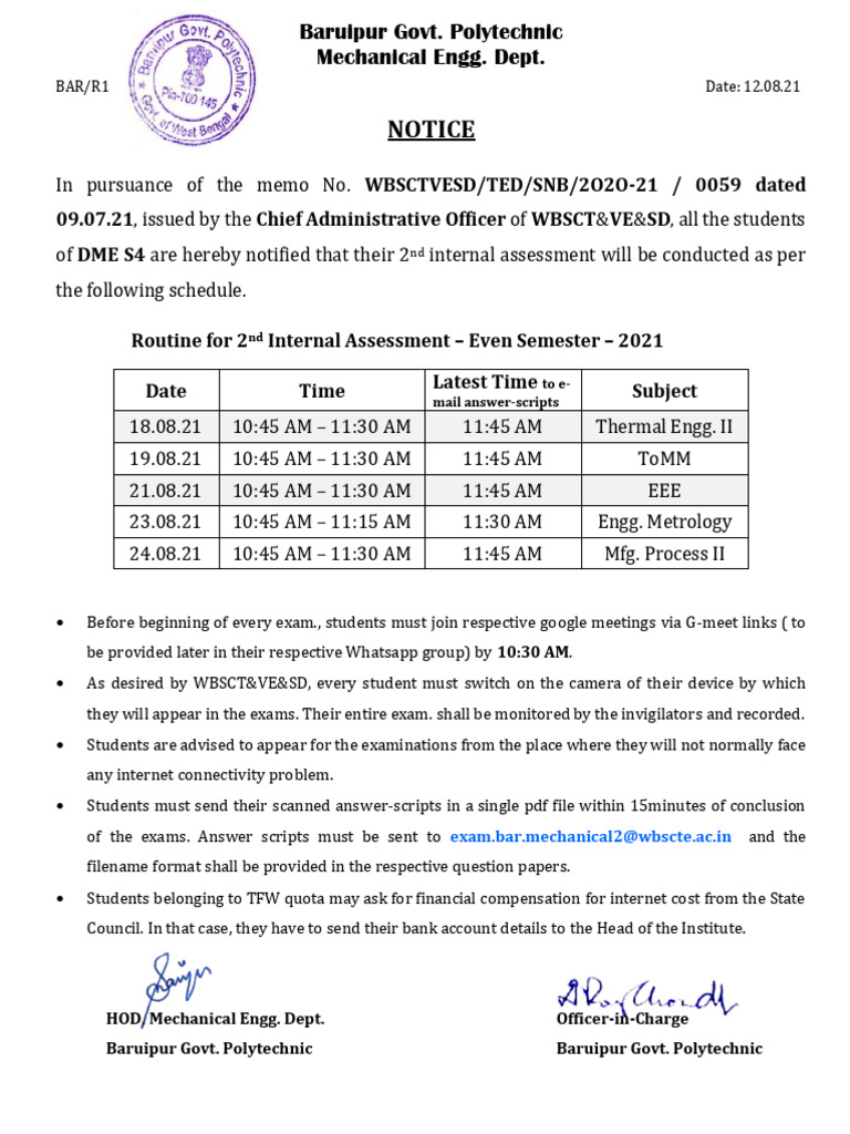 2nd Internal DME S4 Even Sem 2021 | PDF