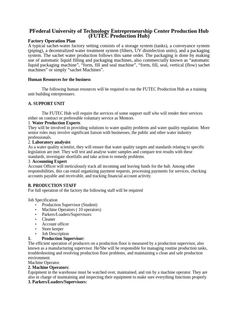 Futec Production Hub Sop | PDF