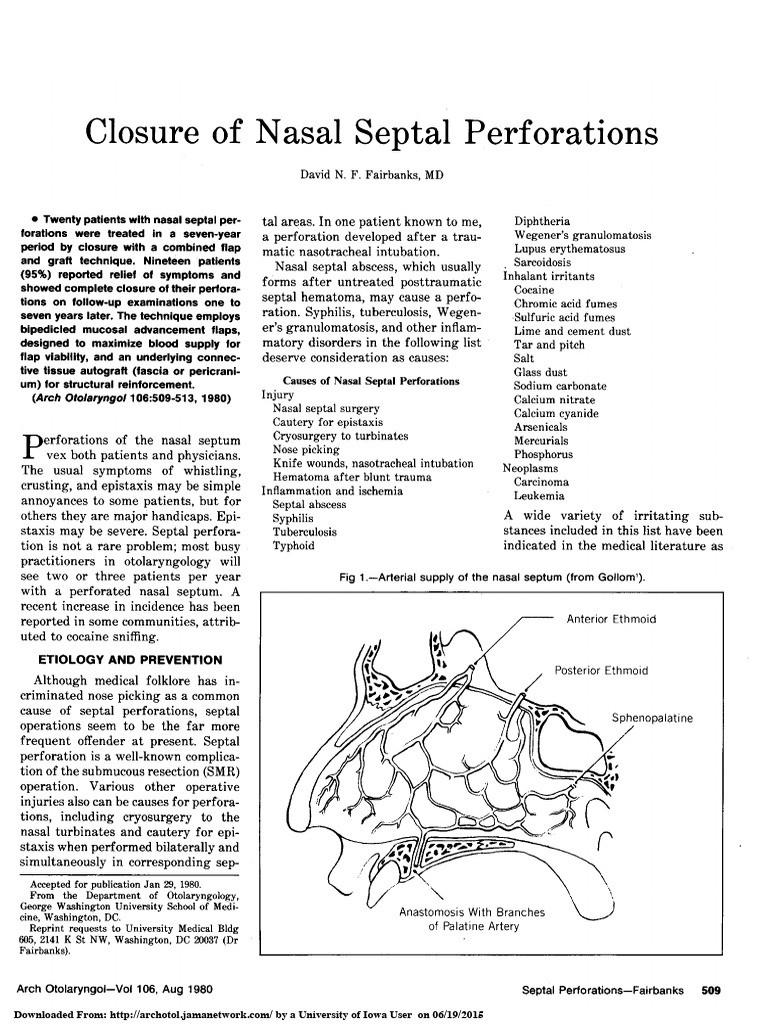 Closer of Nasal Septal Perforation PDF | PDF