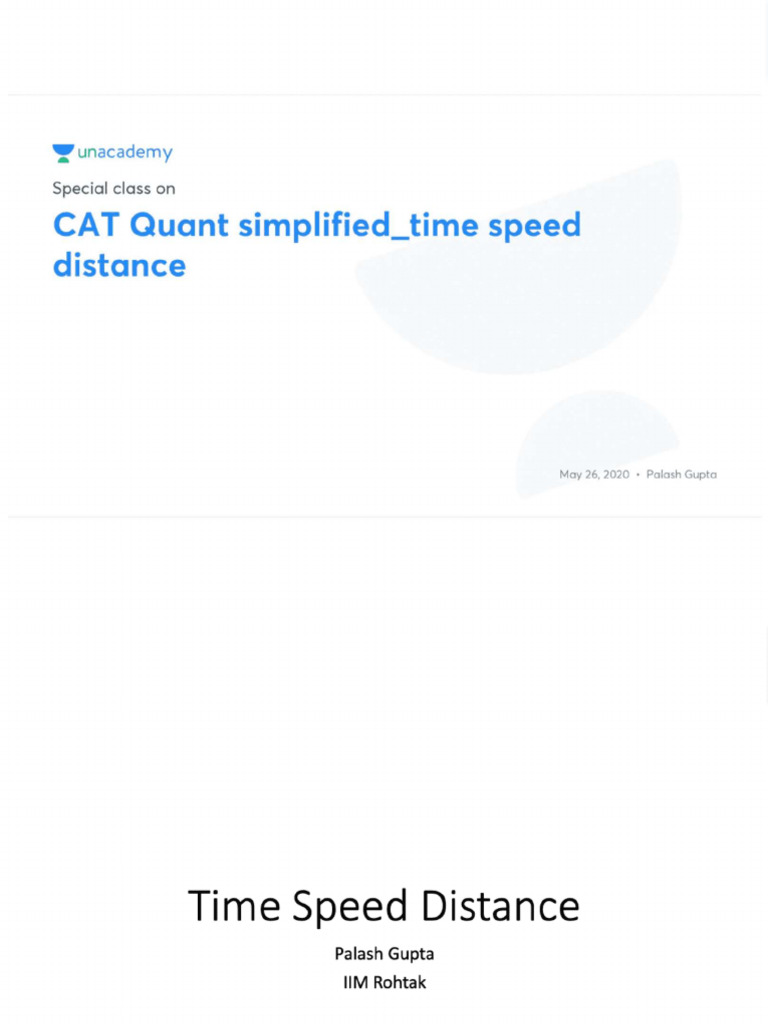 CAT Quant Simplified Time Speed Distance With Anno | PDF