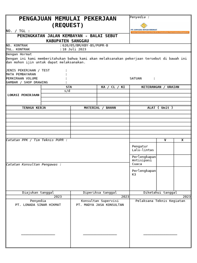 Format Request Pekerjaan | PDF