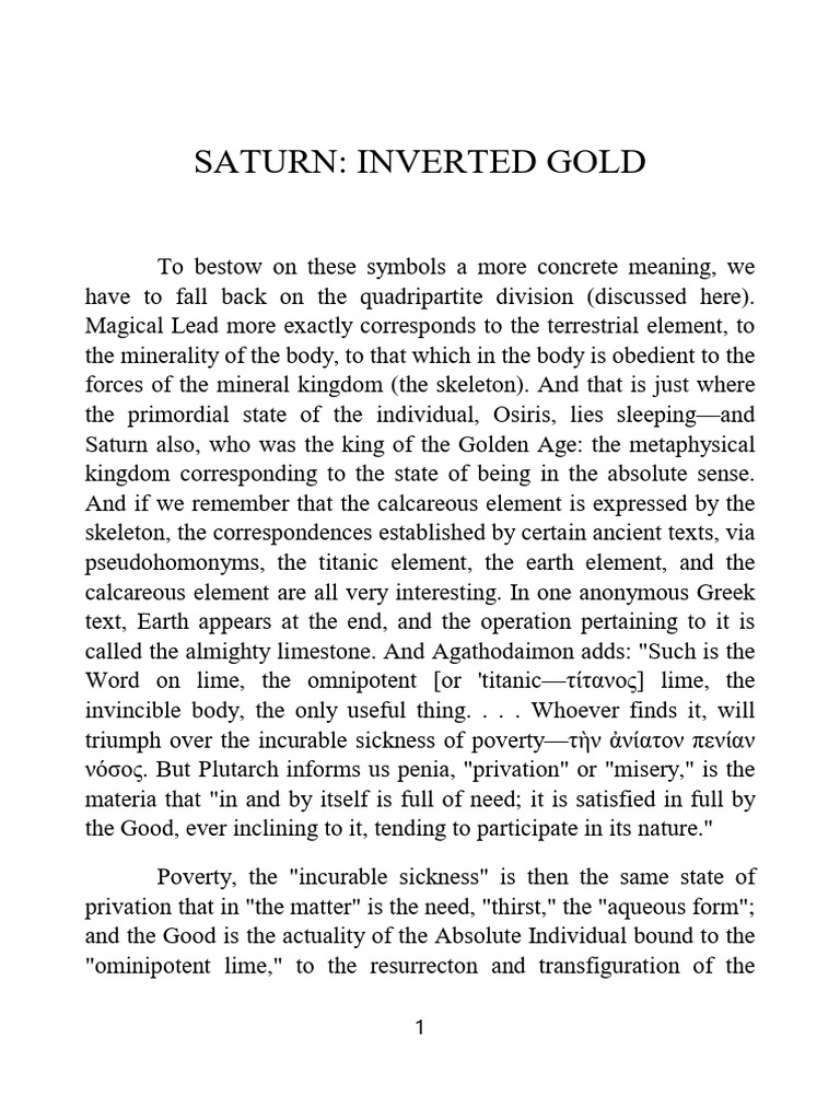 Saturn and Inverted Gold in Alchemy | PDF