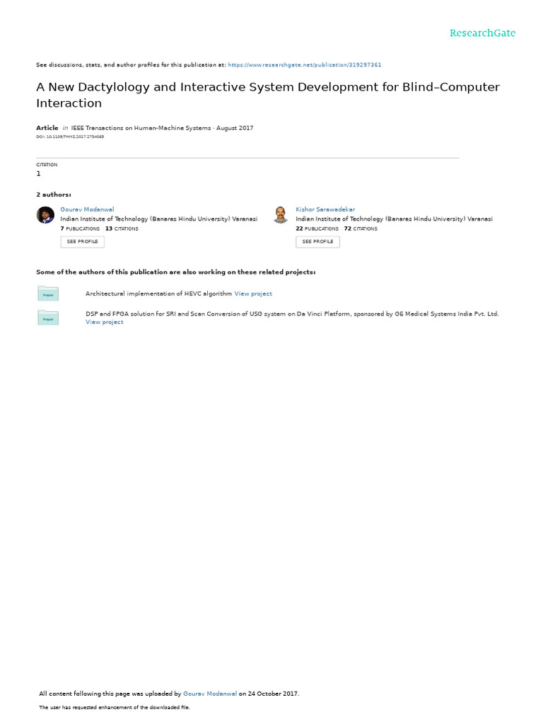 A New Dactylology and Interactive System Development For Blind-Computer | PDF