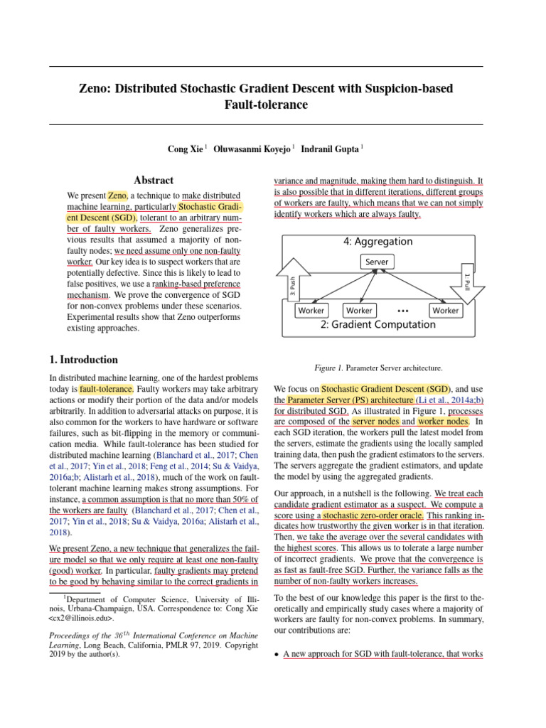 Zeno Distributed Stochastic Gradient Descent With Suspicion-Based-114+ | PDF