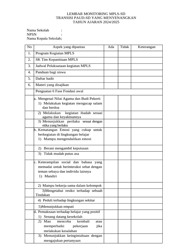 Lembar Monitoring MPLS-1 | PDF