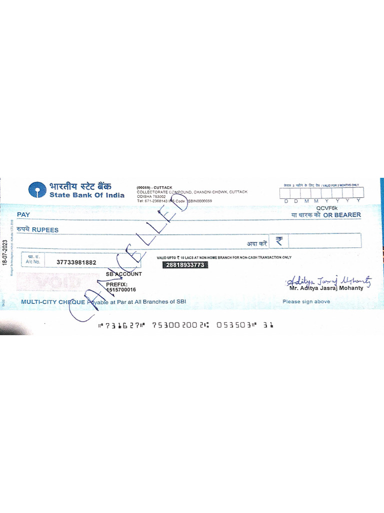 Canceled Check-Aditya Mohanty | PDF