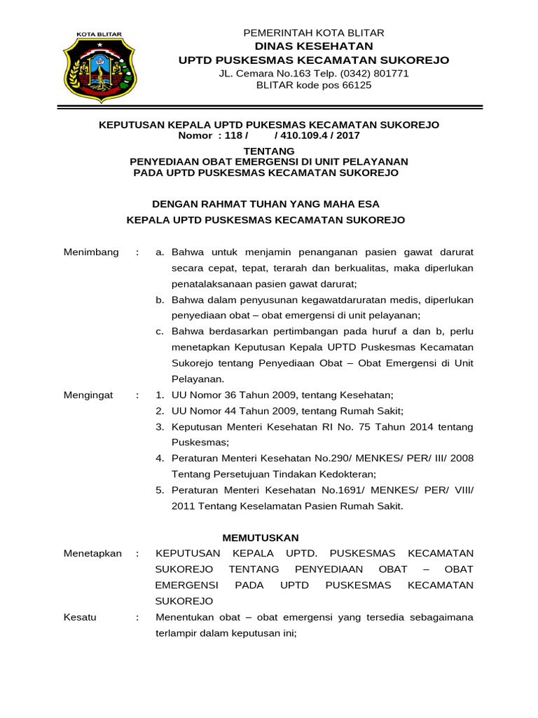 Penyediaan Obat Emergensi Di Unit Pelayanan | PDF