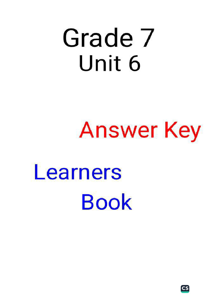Grade 7 Unit 6 Learner's Book + Workbook | PDF