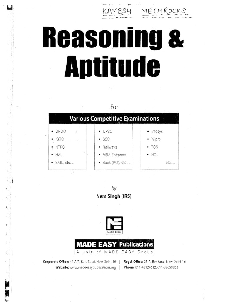 Made Easy Aptitude and Reasoning GateExam - Info | PDF