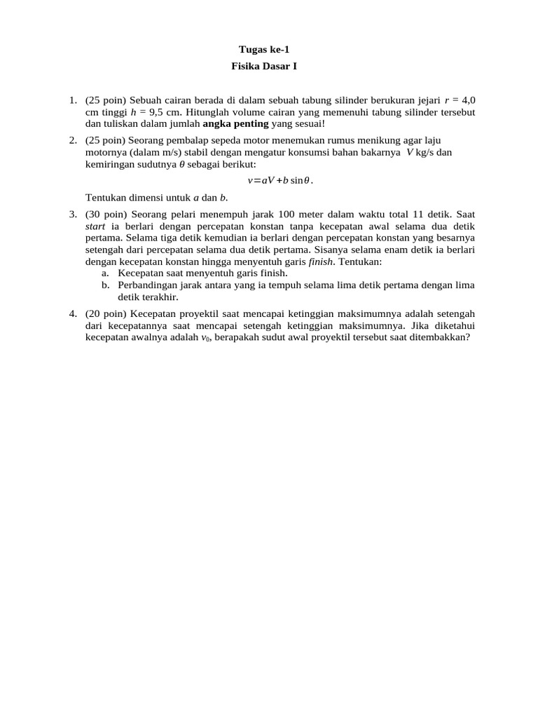 Tugas Ke-1 Fisika Dasar I | PDF