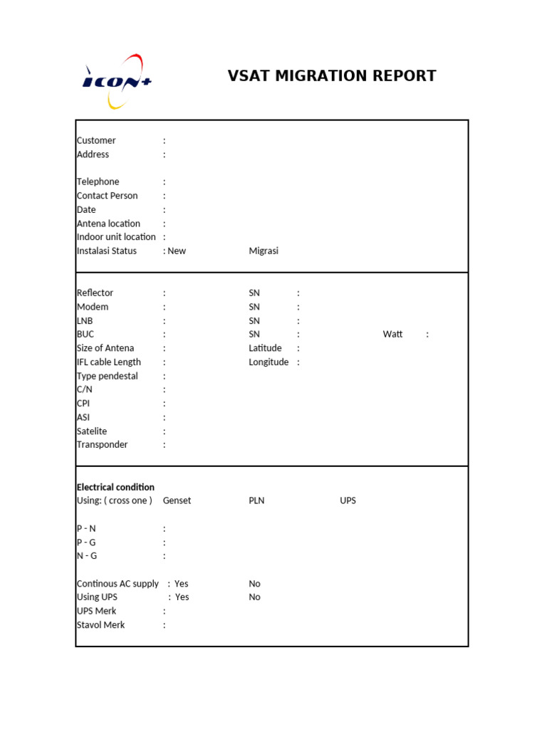 Form Vsat Migration Report PLN | PDF