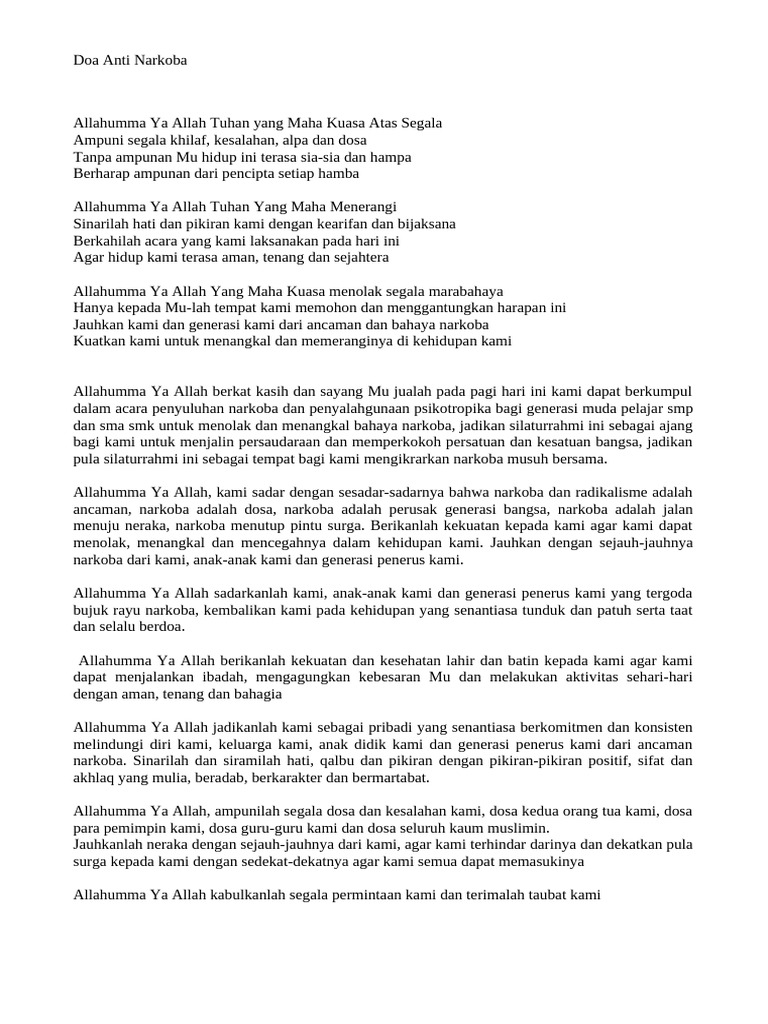 Doa Anti Narkoba | PDF