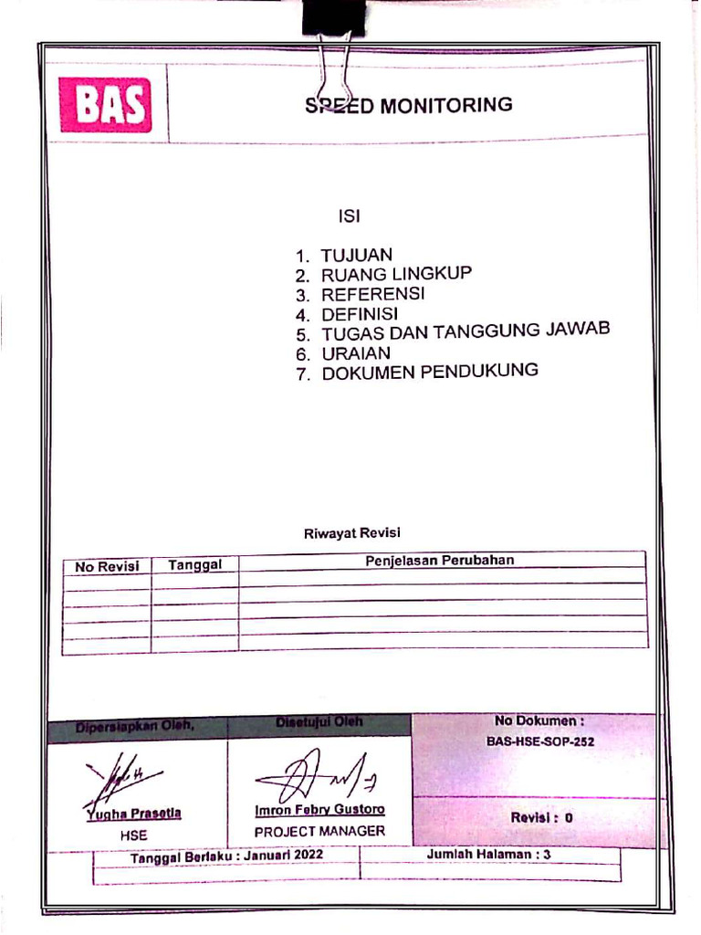 BAS-HSE-SOP-252 SPEED MONITORING | PDF