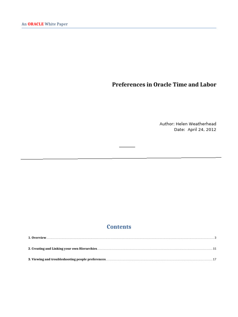 Oracle Time and Labor Preferences | PDF