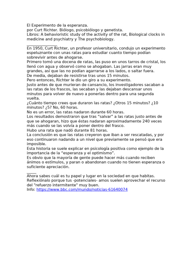 El Experimento De La Esperanza Pdf