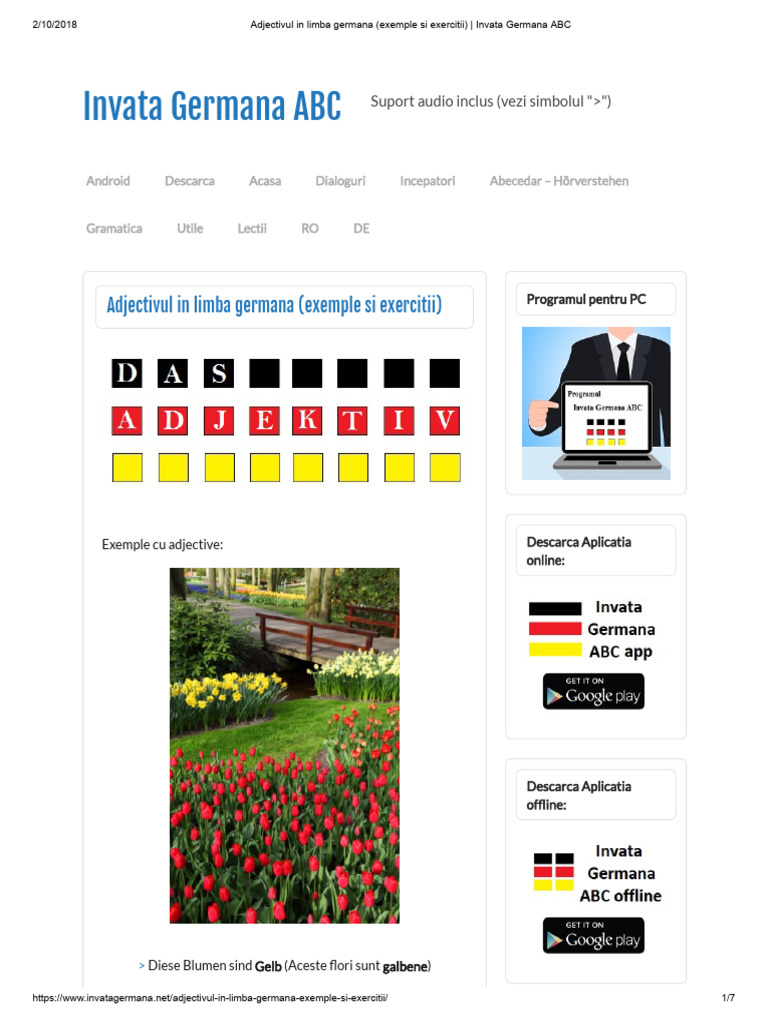 Adjectivul in Limba Germana (Exemple Si Exercitii) - Invata Germana ABC ...