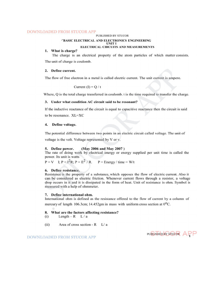 Beee Question Bank1 | PDF