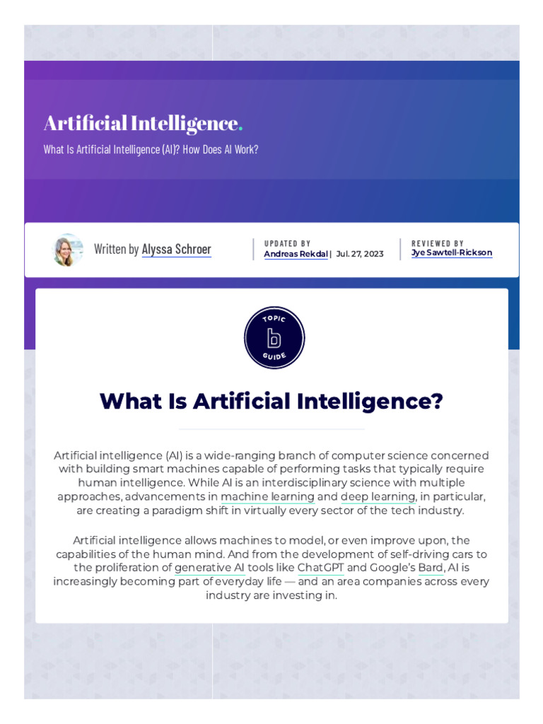 Artificial Intelligence Definition Basics of Ai | PDF