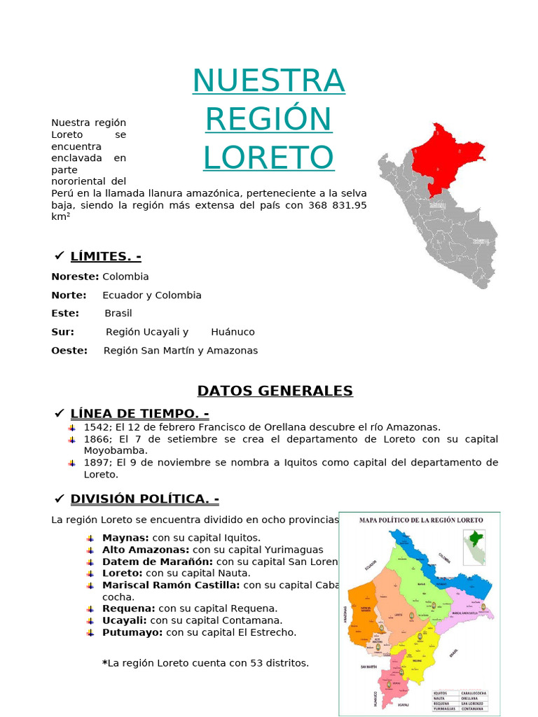 Ficha de La Region Loreto | PDF