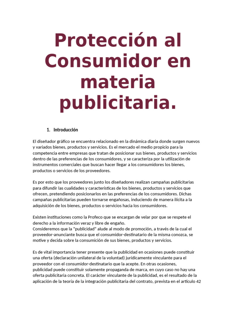 Protección Al Consumidor en Materia Publicitaria | PDF | Publicidad ...