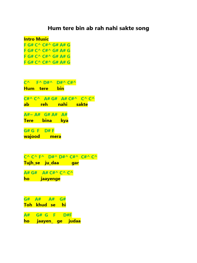 Hum Tere Bin Ab Rah Nahi Sakte | PDF